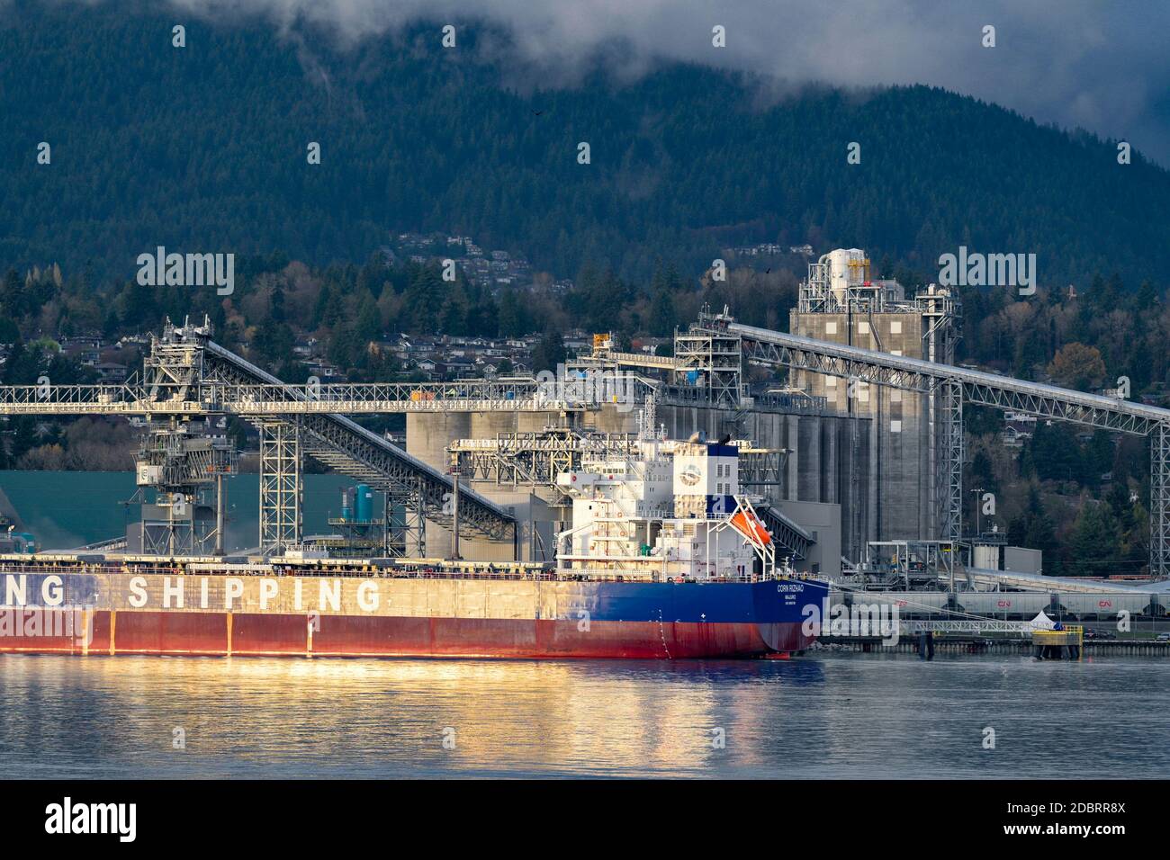 Cargo ship, Corn Rizhao, Port Terminal, North Vancouver, British Columbia, Canada Stock Photo ...