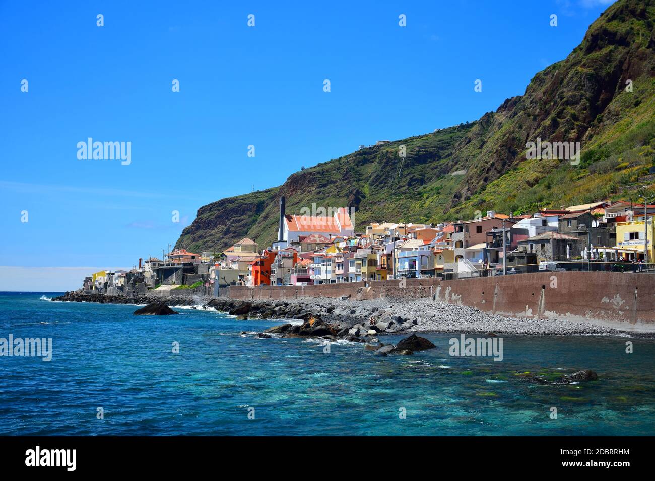 Paul do Mar, a beautiful small town at Madeira, with ocean and ...