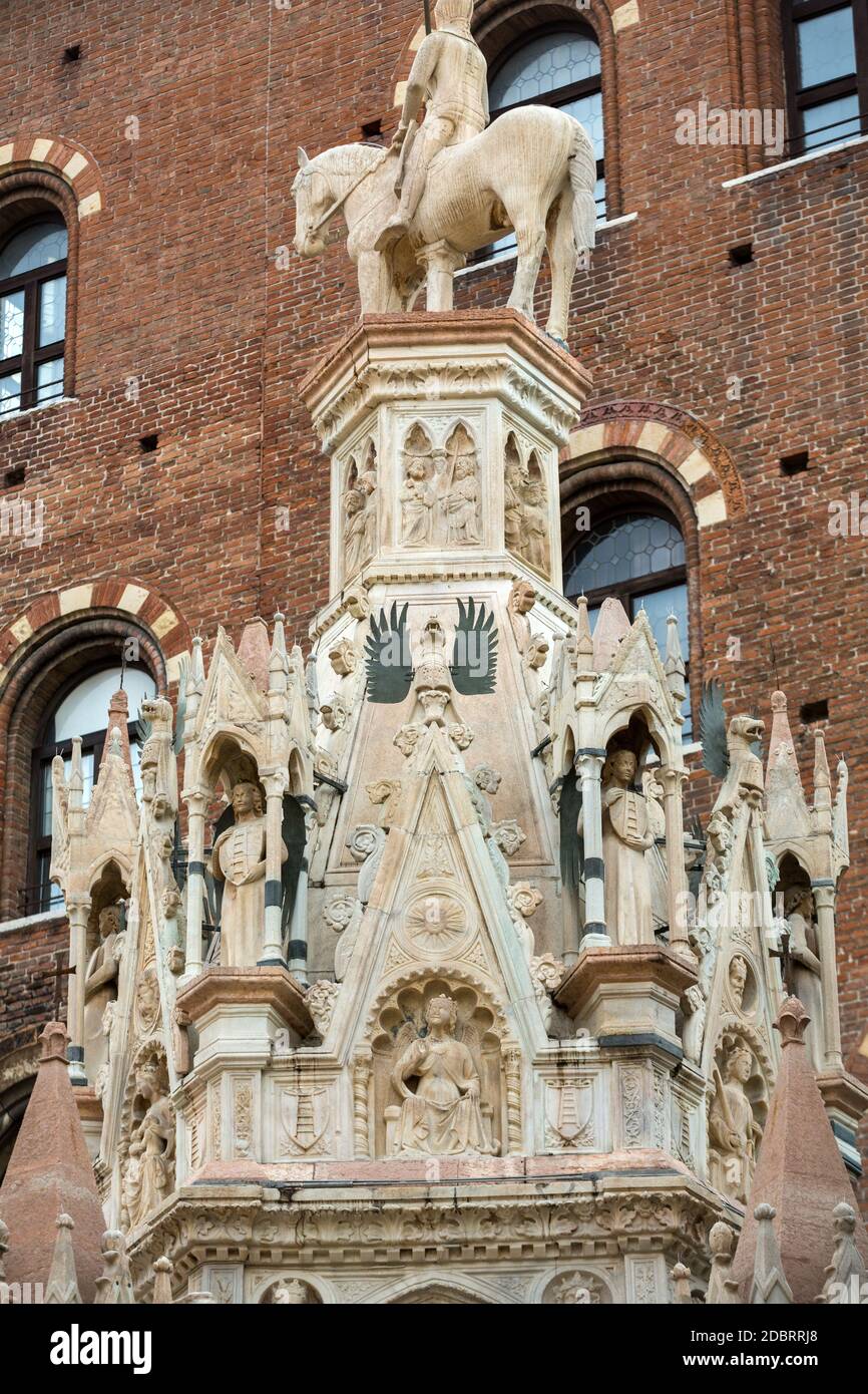 The tomb of Cansignorio, one of five gothic Scaliger Tombs, or Arche ...