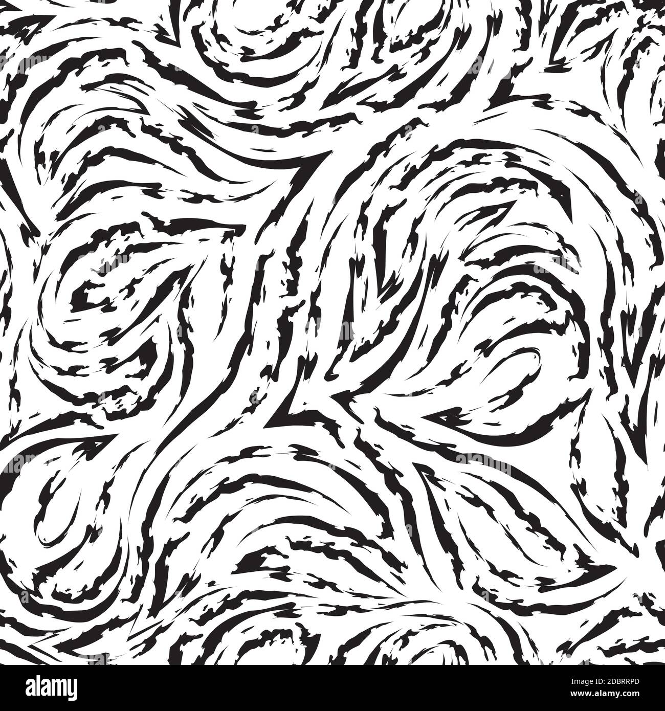 Black smooth lines and corners with torn edges on a white background vector seamless pattern ...