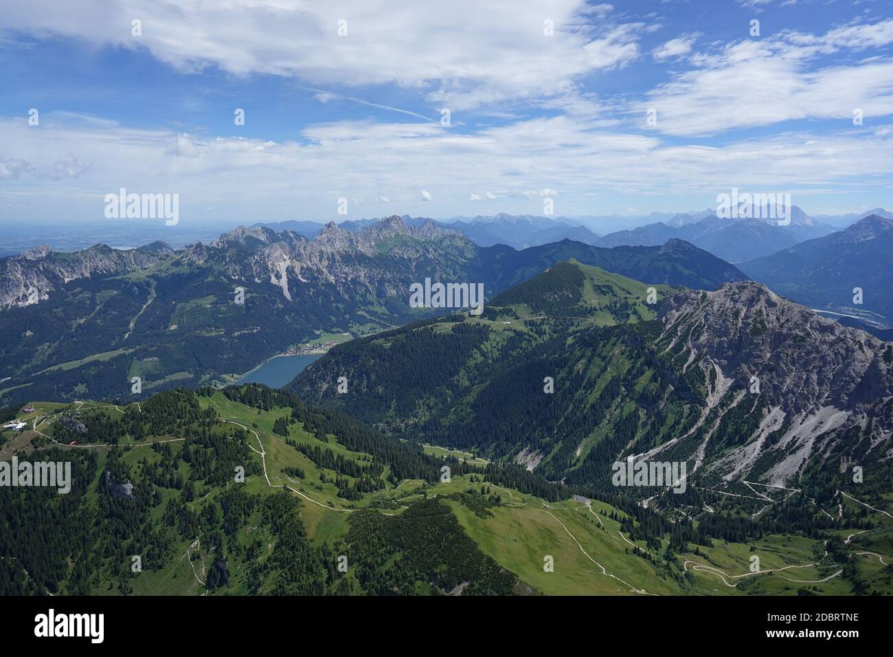 Aerial view of landscape, lakes and mountains, in Tyrol / Austria Stock ...