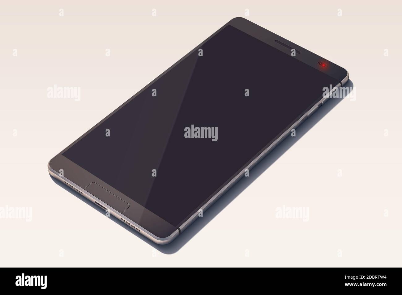 Elegant smartphone concept in black color with blank screen on light ...