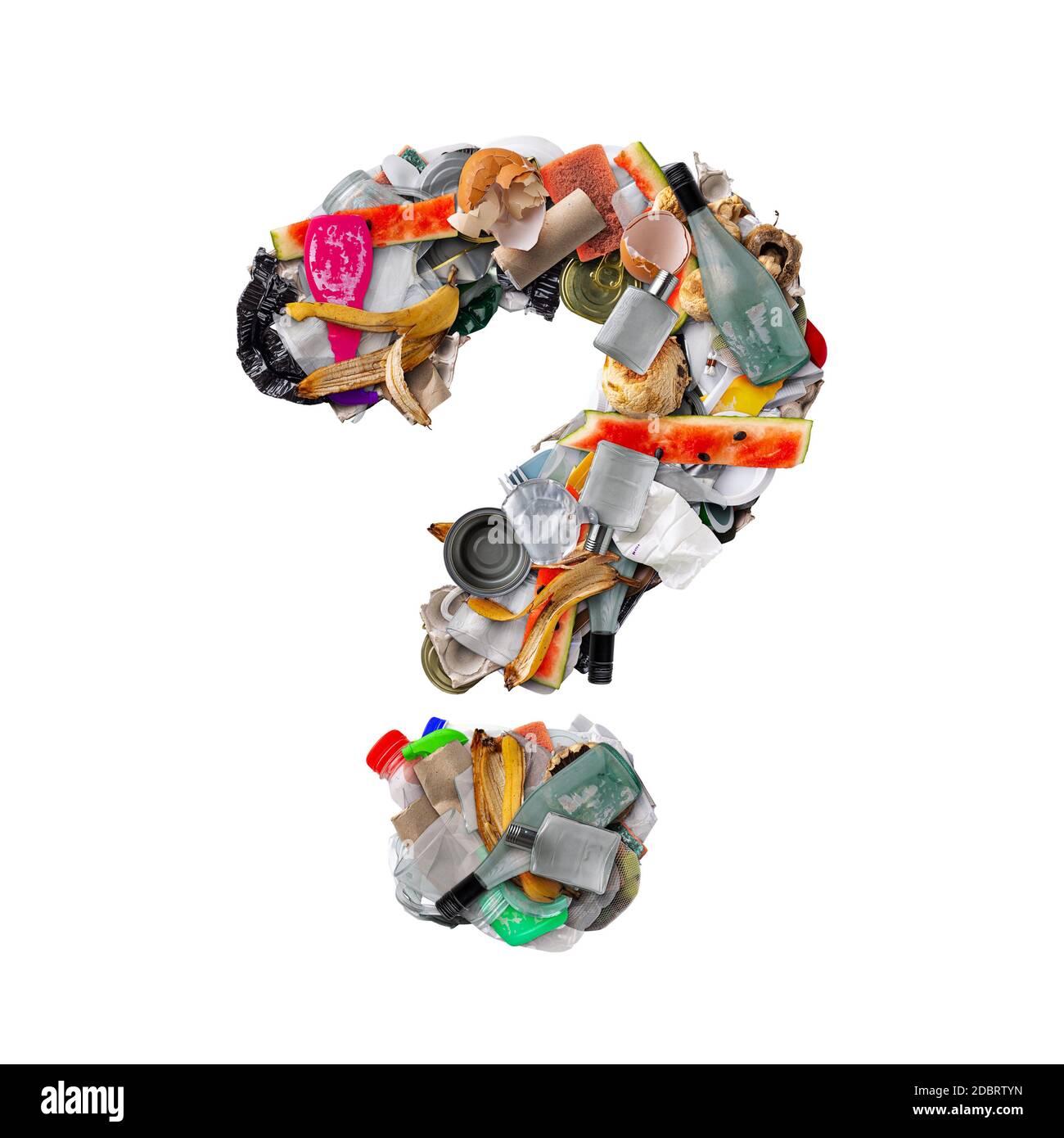 Question mark made of trash isolated on white background Stock Photo ...