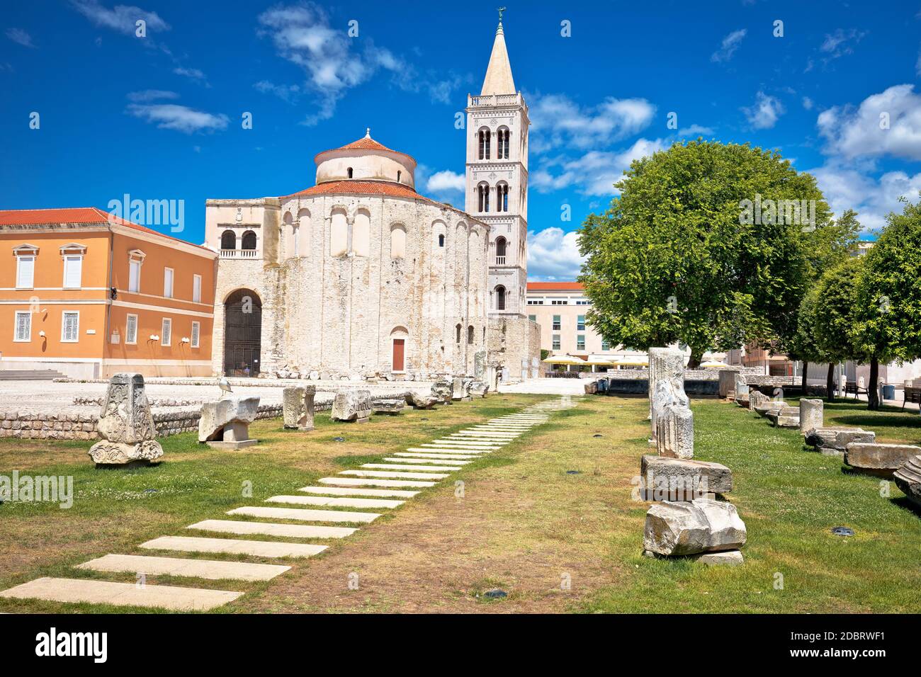 Zadar historic square and cathedral of st Donat view, Dalmatia region ...