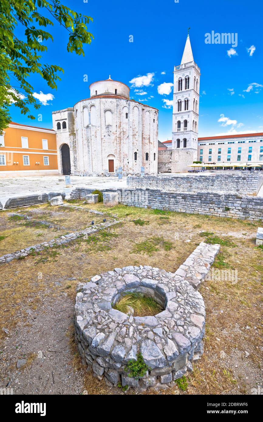 Zadar historic square and cathedral of st Donat view, Dalmatia region ...
