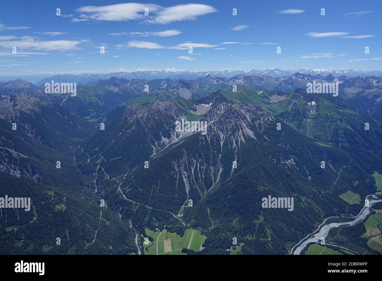 Aerial view of valley and mountain in Tyrol / Austria Stock Photo - Alamy
