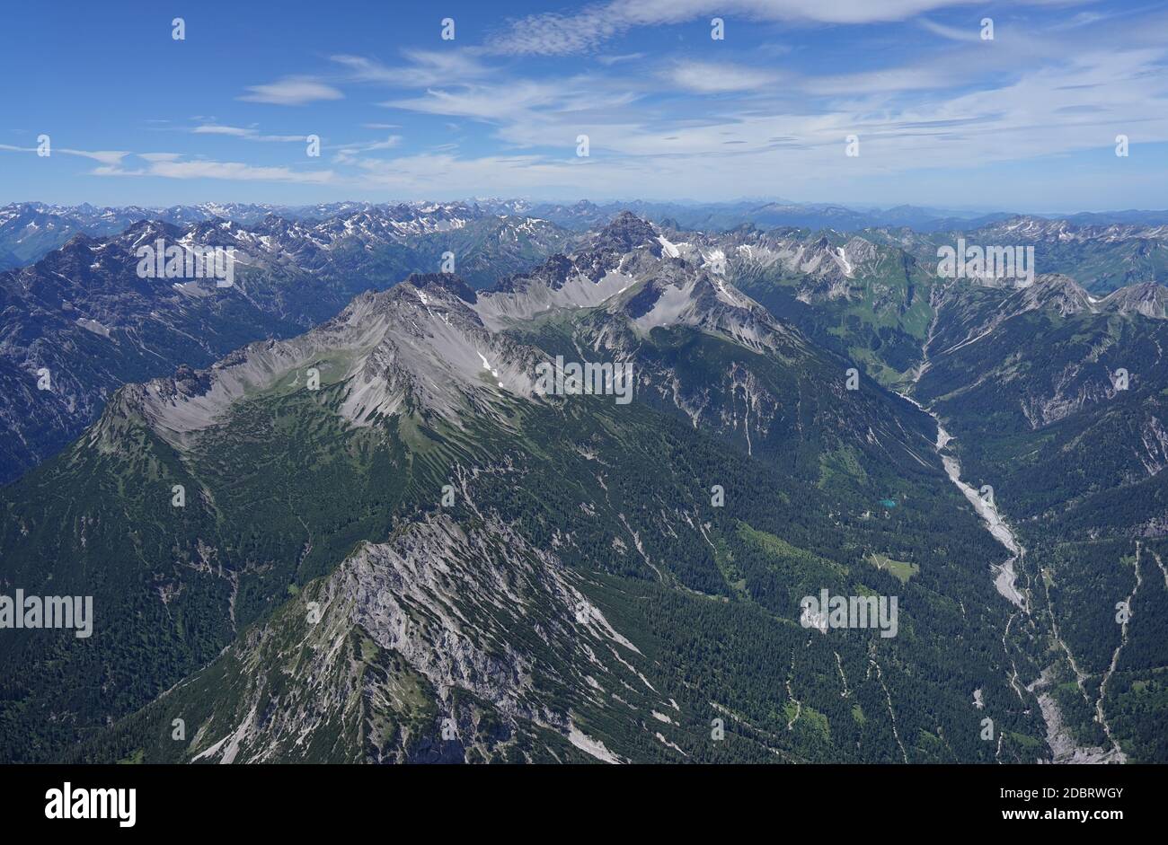 Aerial view of valley and mountain in Tyrol / Austria Stock Photo - Alamy