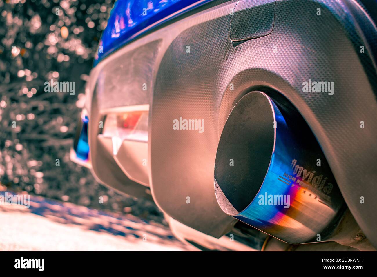 Invidia R400 Exhaust Tips on SUbaru BRZ Stock Photo - Alamy
