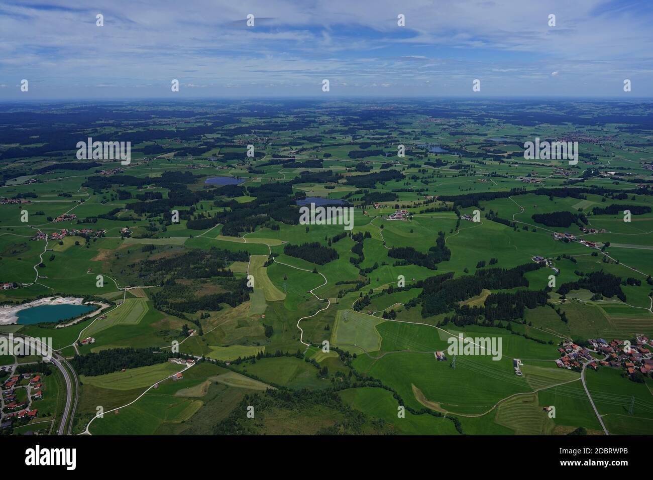 Aerial view of landscape with lakes and mountains Stock Photo - Alamy
