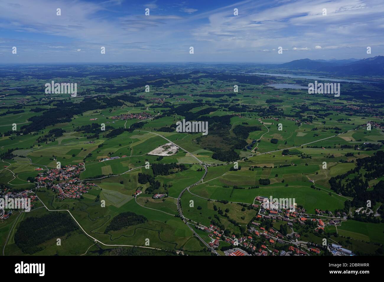 Aerial view of landscape with lakes and mountains Stock Photo - Alamy