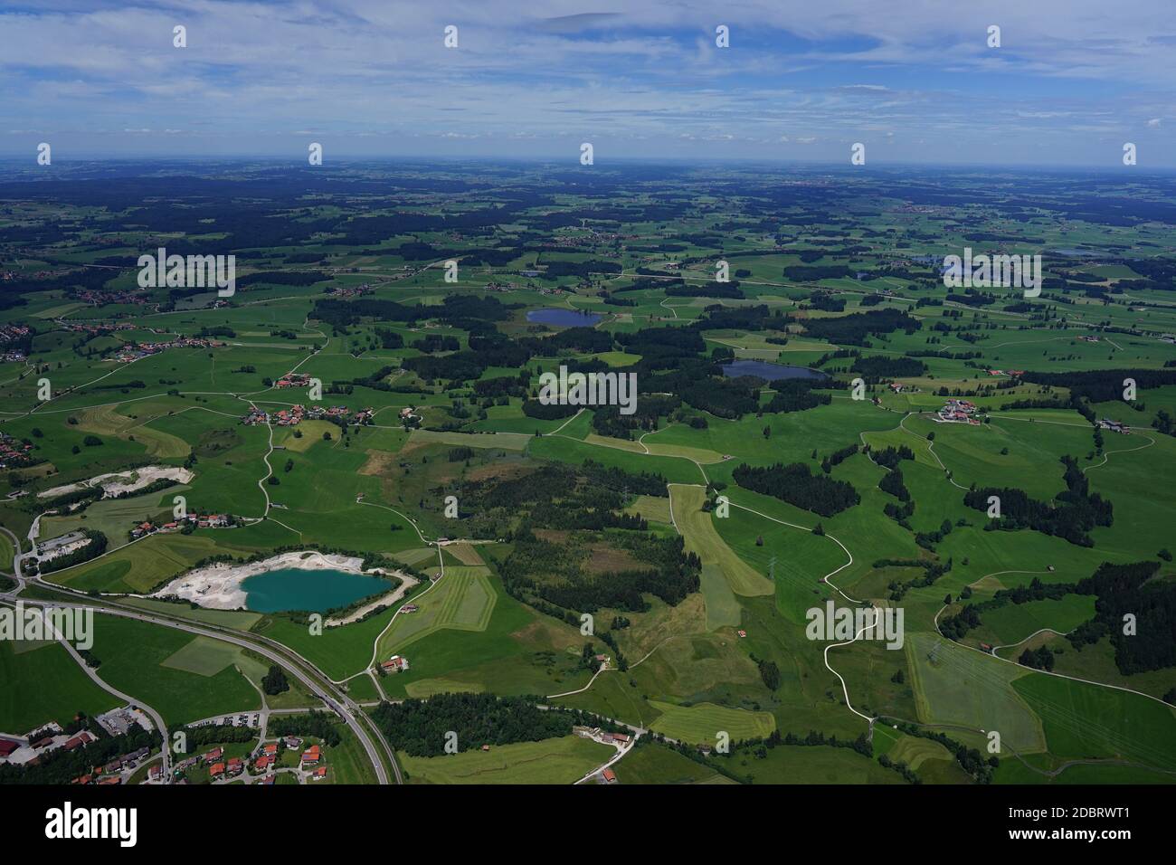 Aerial view of landscape with lakes and mountains Stock Photo - Alamy