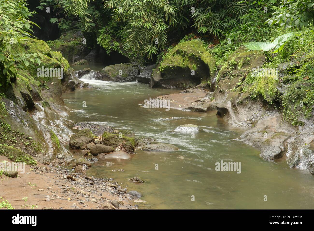 Beautiful texture of stone riverbed polished by mountain river flow ...