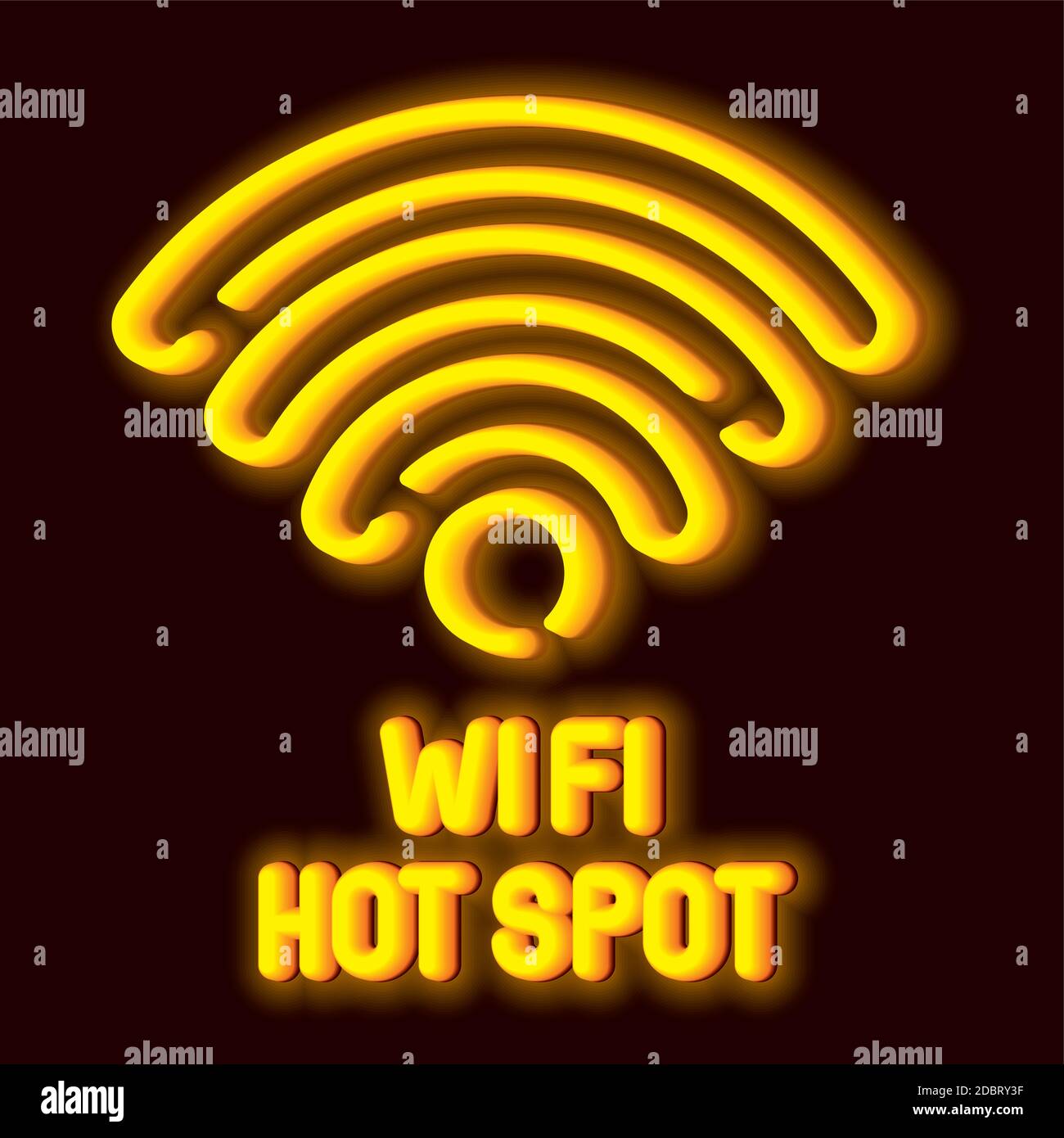 Wireless Network Symbol Concept with Wi Fi hot spot on black background ...