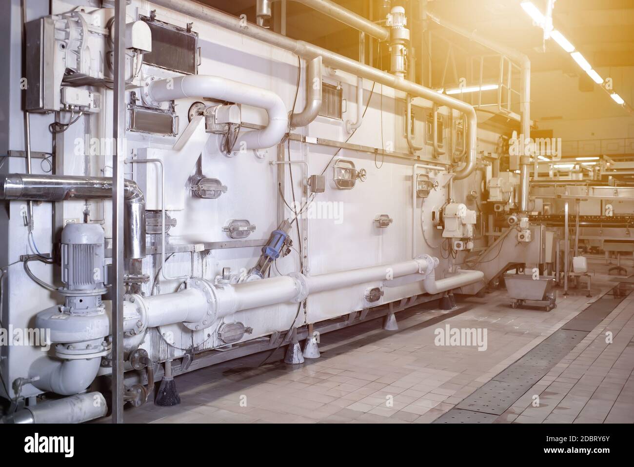 Bottle washing sterilization machine. Glass bottle washing line in a ...