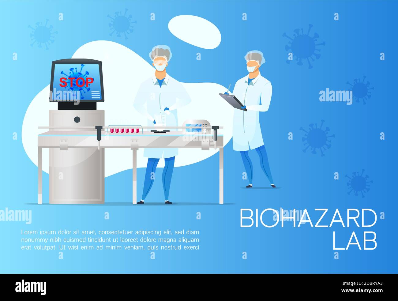 Biohazard lab banner flat vector template. Brochure, poster concept ...