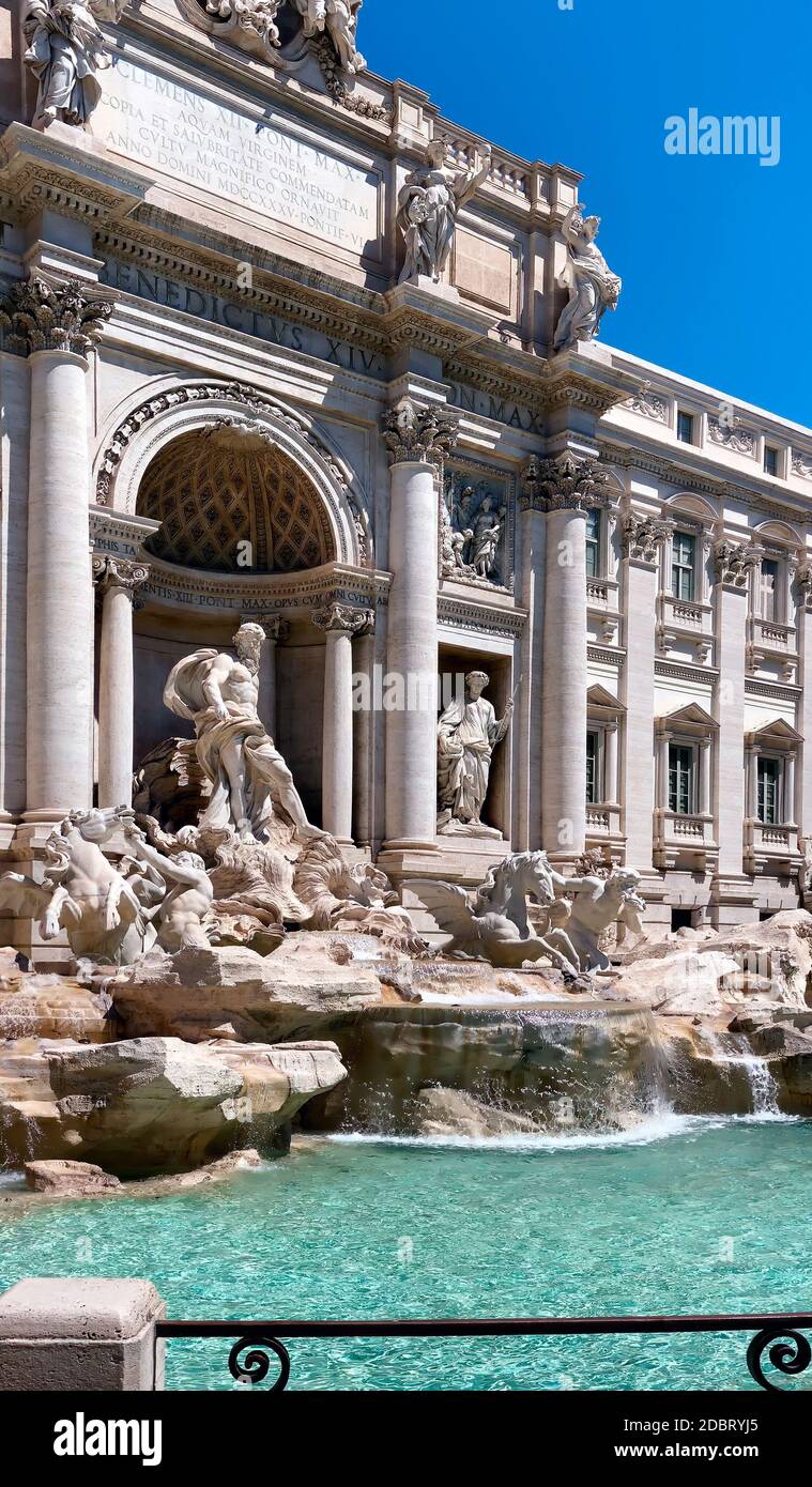 the facade of the Trevi Fountain in Rome, one of the main tourist ...