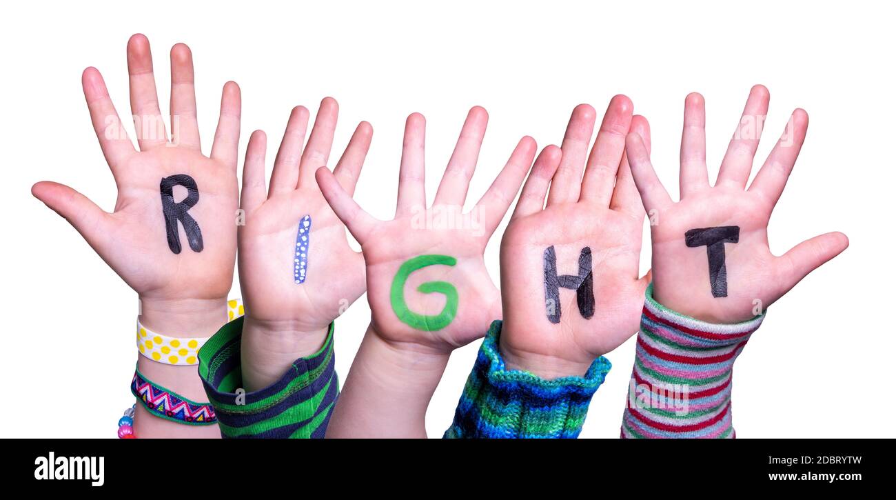 Children Hands Building Colorful English Word Right. White Isolated ...