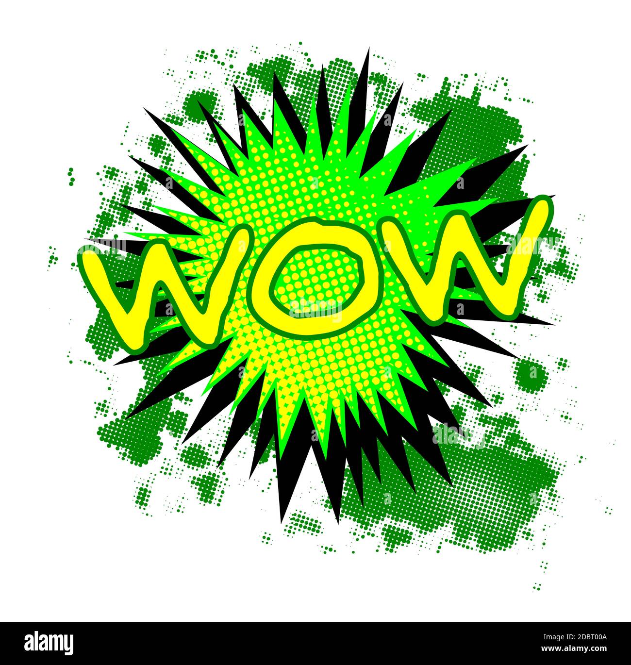 A comic cartoon style Wow exclamation explosion over a white background ...
