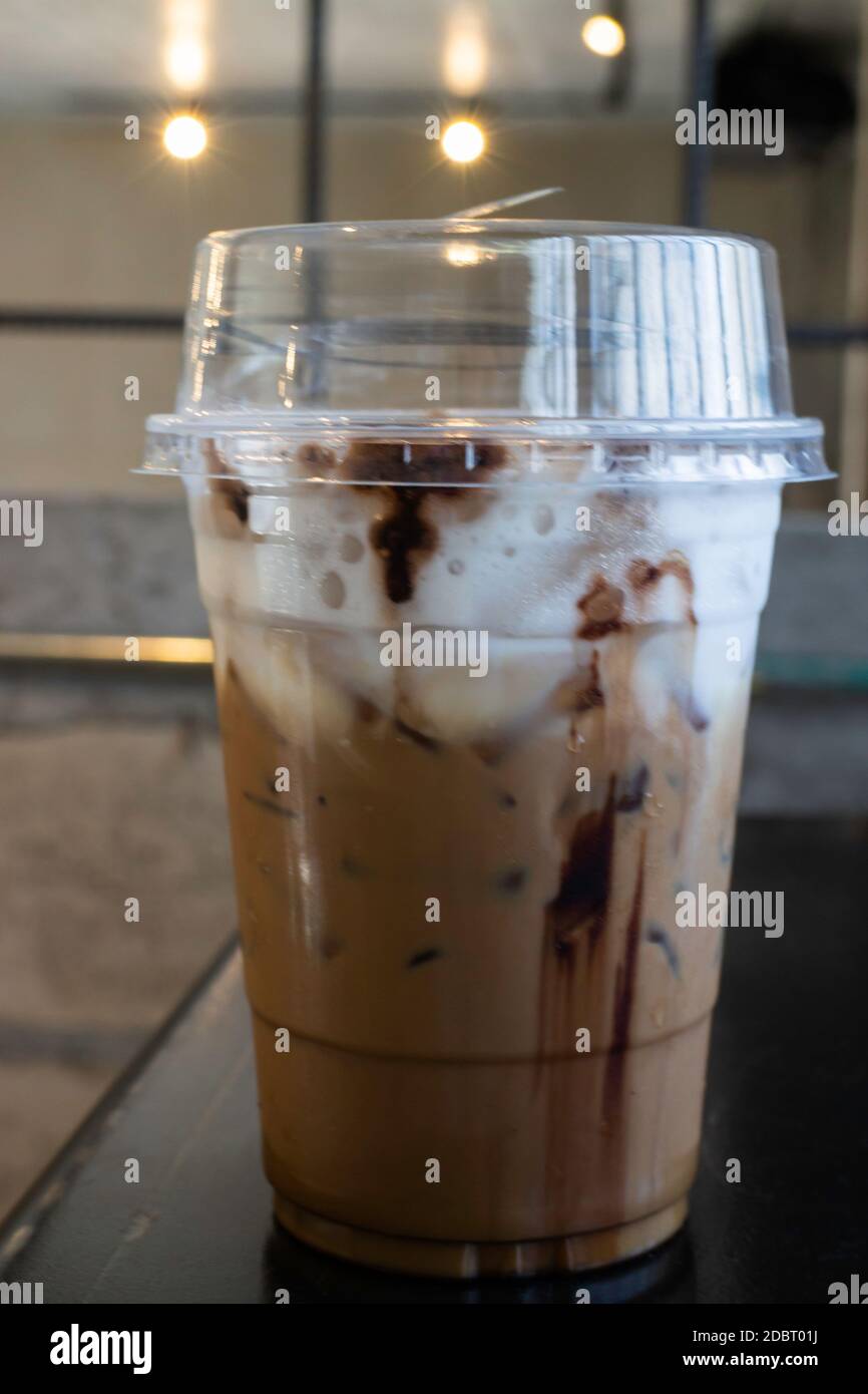 Iced coffee mocha in takeaway cup, stock photo Stock Photo - Alamy