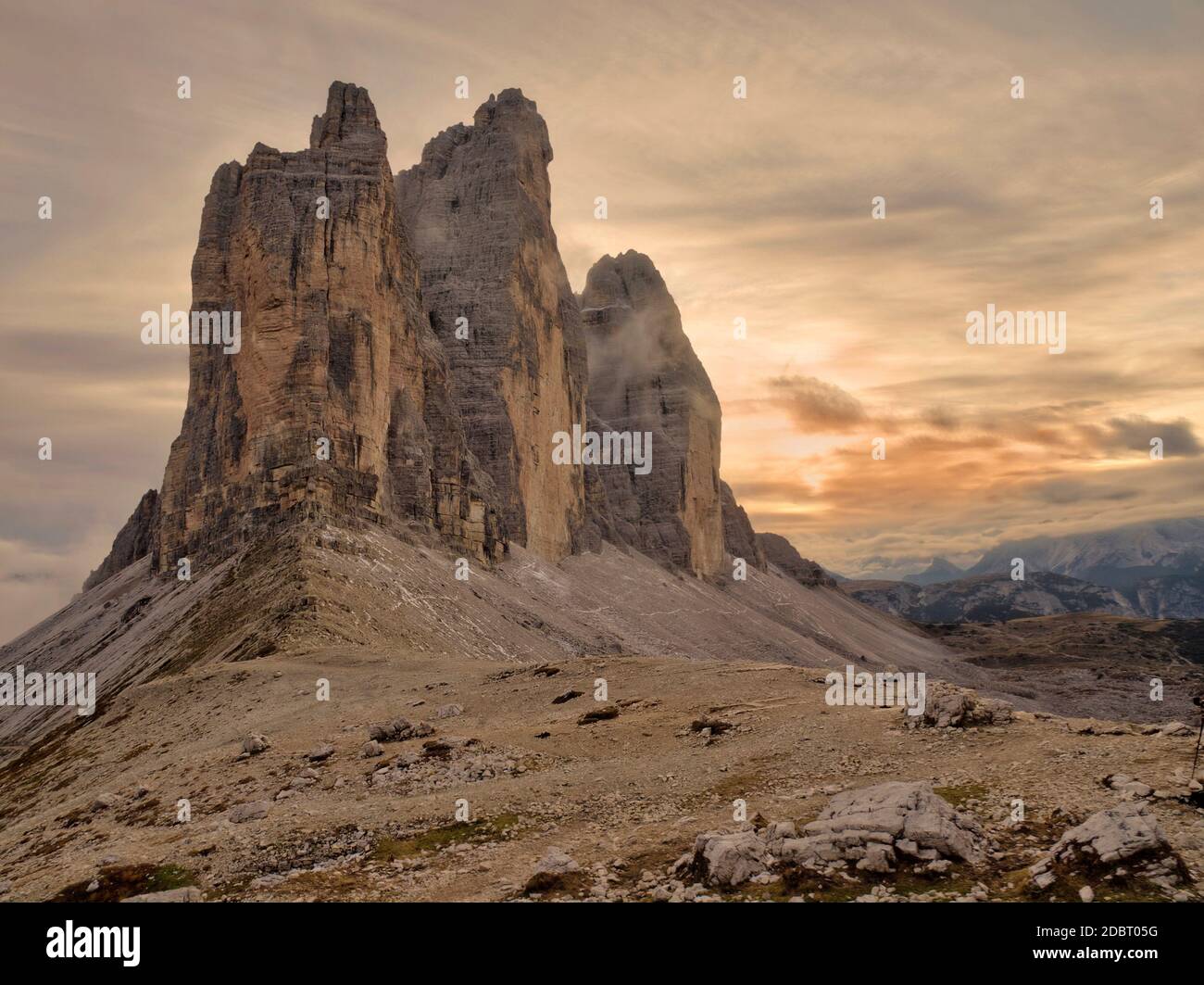 The famous three pinnacles in Southern Tyrol, Italy (Tre Cime Stock ...