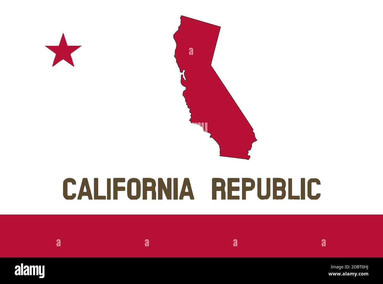 The flag of the USA state of California with map silhouette Stock Photo ...