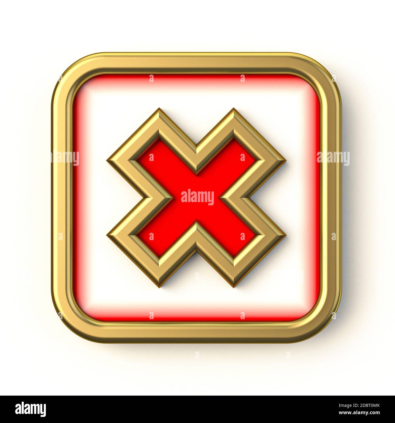 Golden red square check mark 3D render illustration isolated on white ...