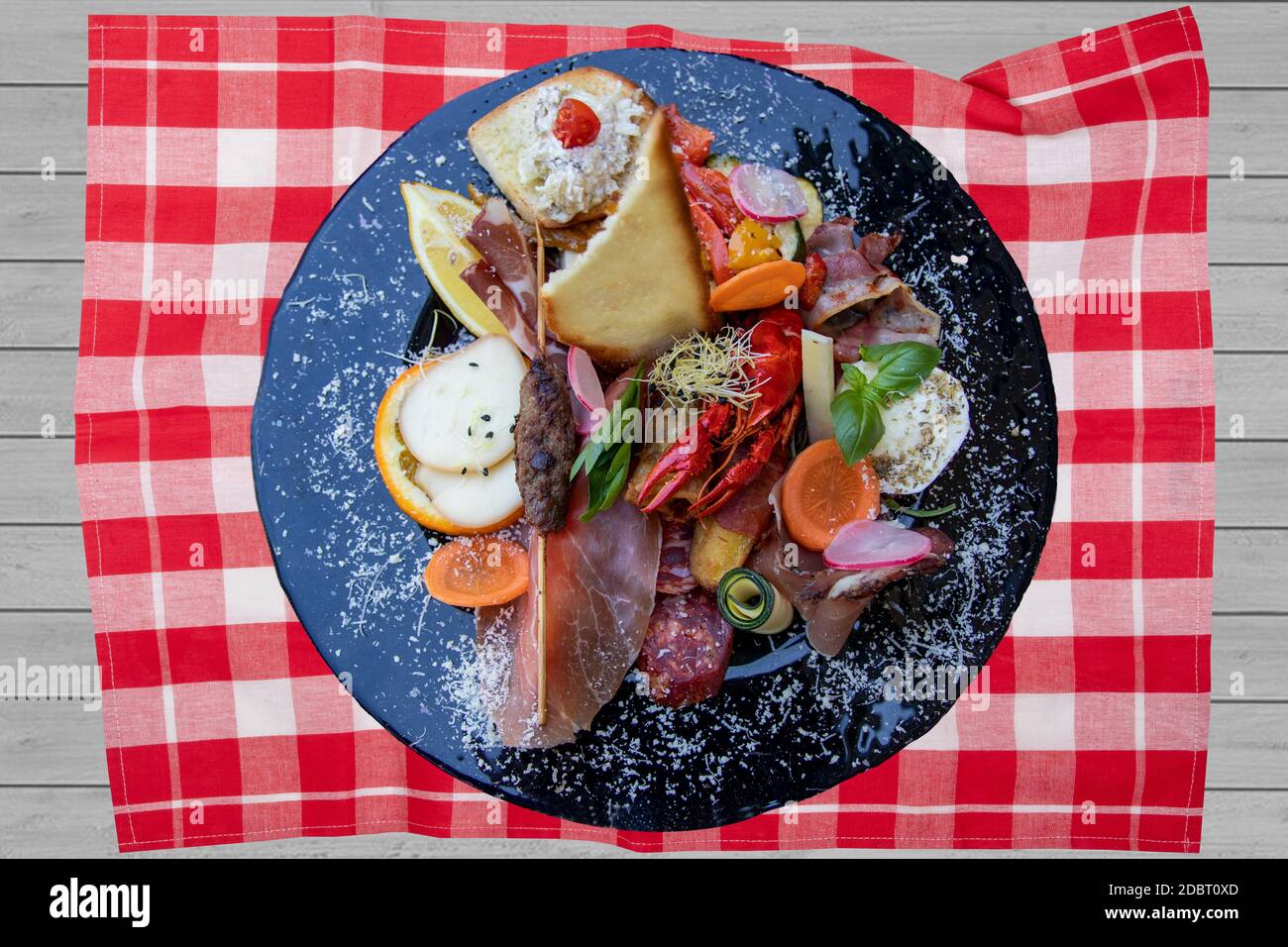 Traditional italien food. Closeup of mixed mediterranean appetizers or ...