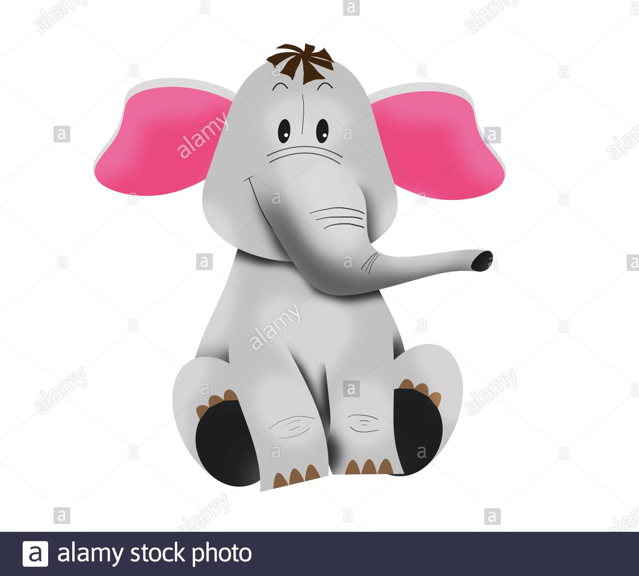 Happy Cartoon Elephant Sitting On High Resolution Stock Photography and ...