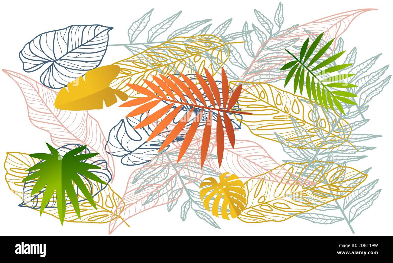 digital textile design of different leaves Stock Photo - Alamy