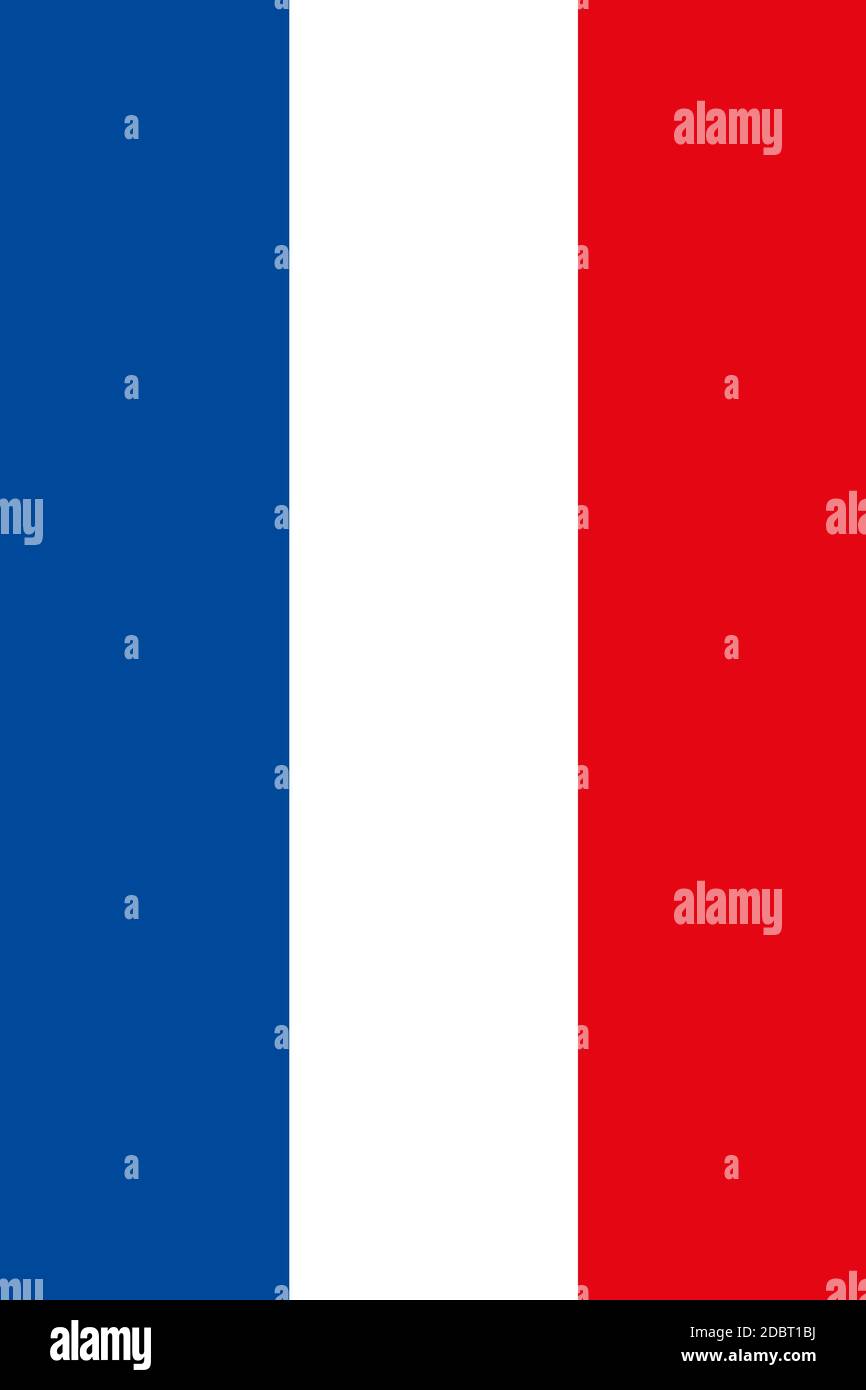 Vertical French flag. Official state symbol of country Stock Photo - Alamy