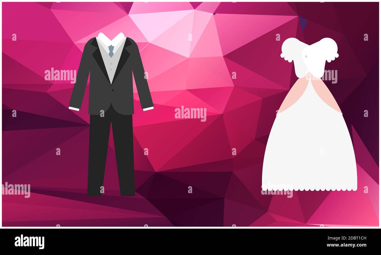 mock up illustration of couple wedding dress on abstract background ...