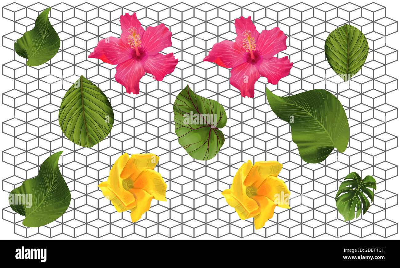 digital textile design with art and flowers Stock Photo - Alamy