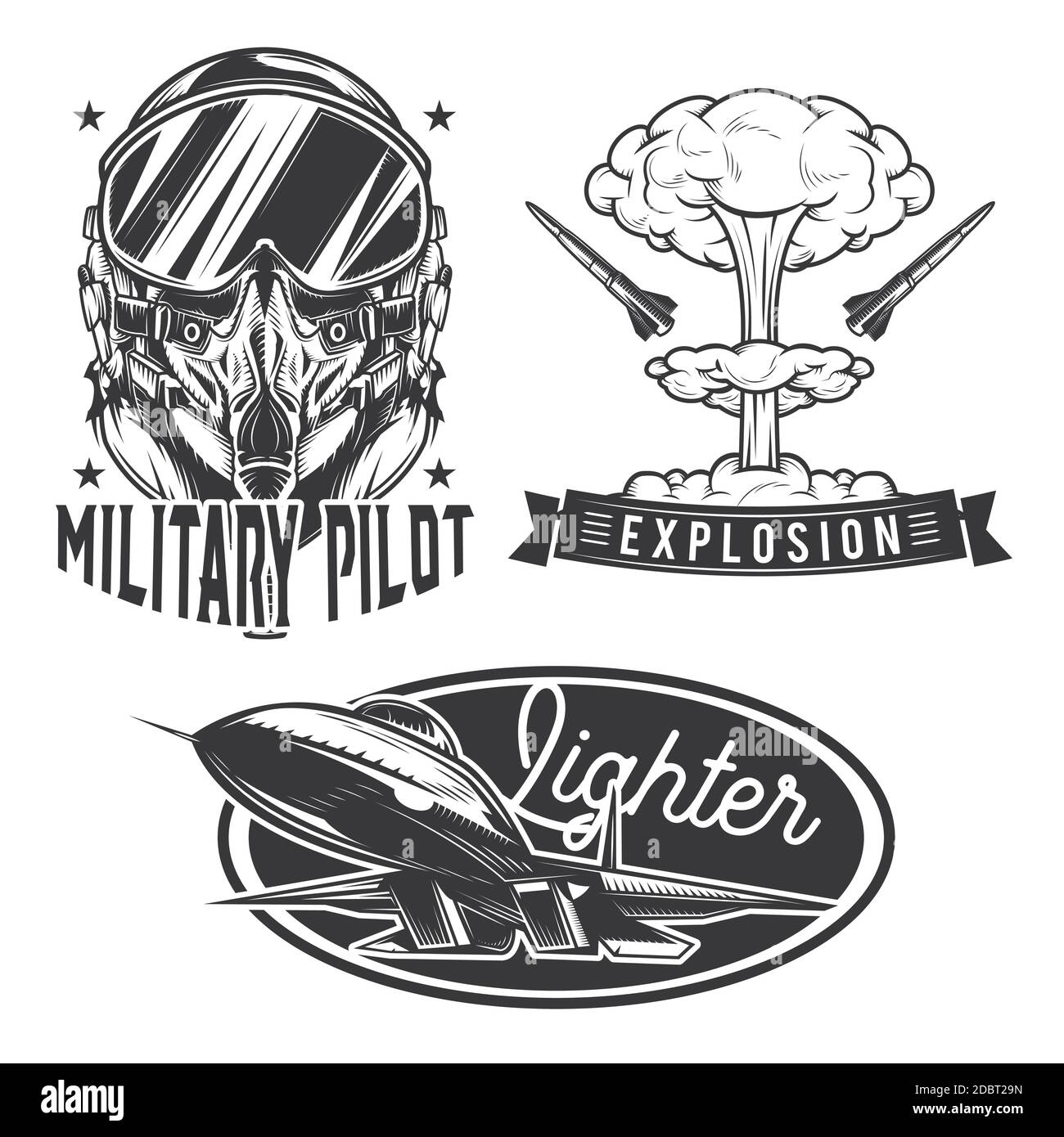 Set of aviation emblems, labels, badges, logos. Isolated on white Stock ...