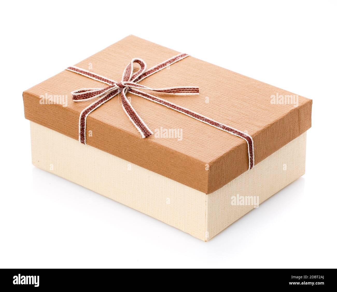 Light brown box with gift on a white background Stock Photo - Alamy