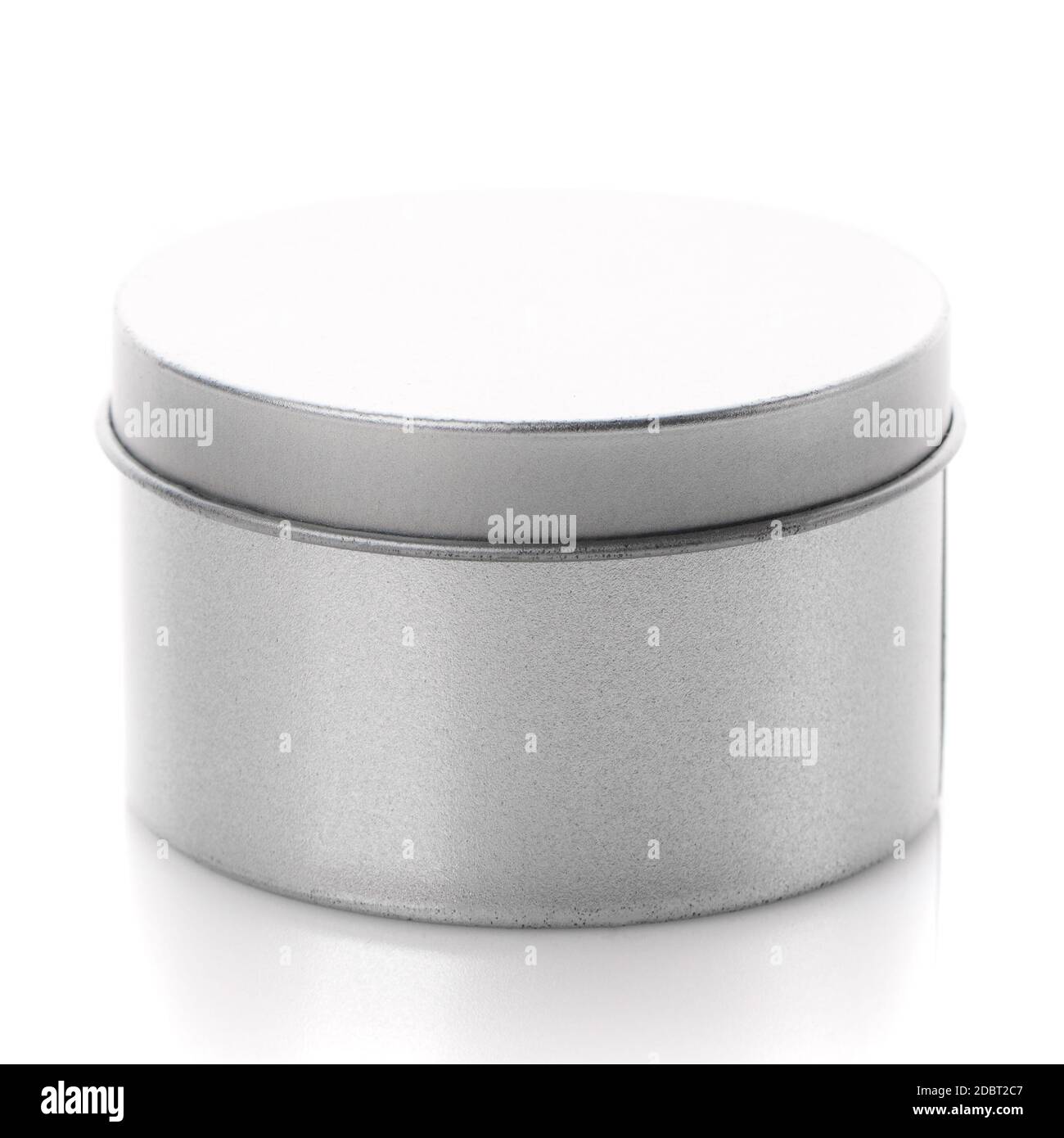 Round gray metal box close up isolated on white background Stock Photo ...