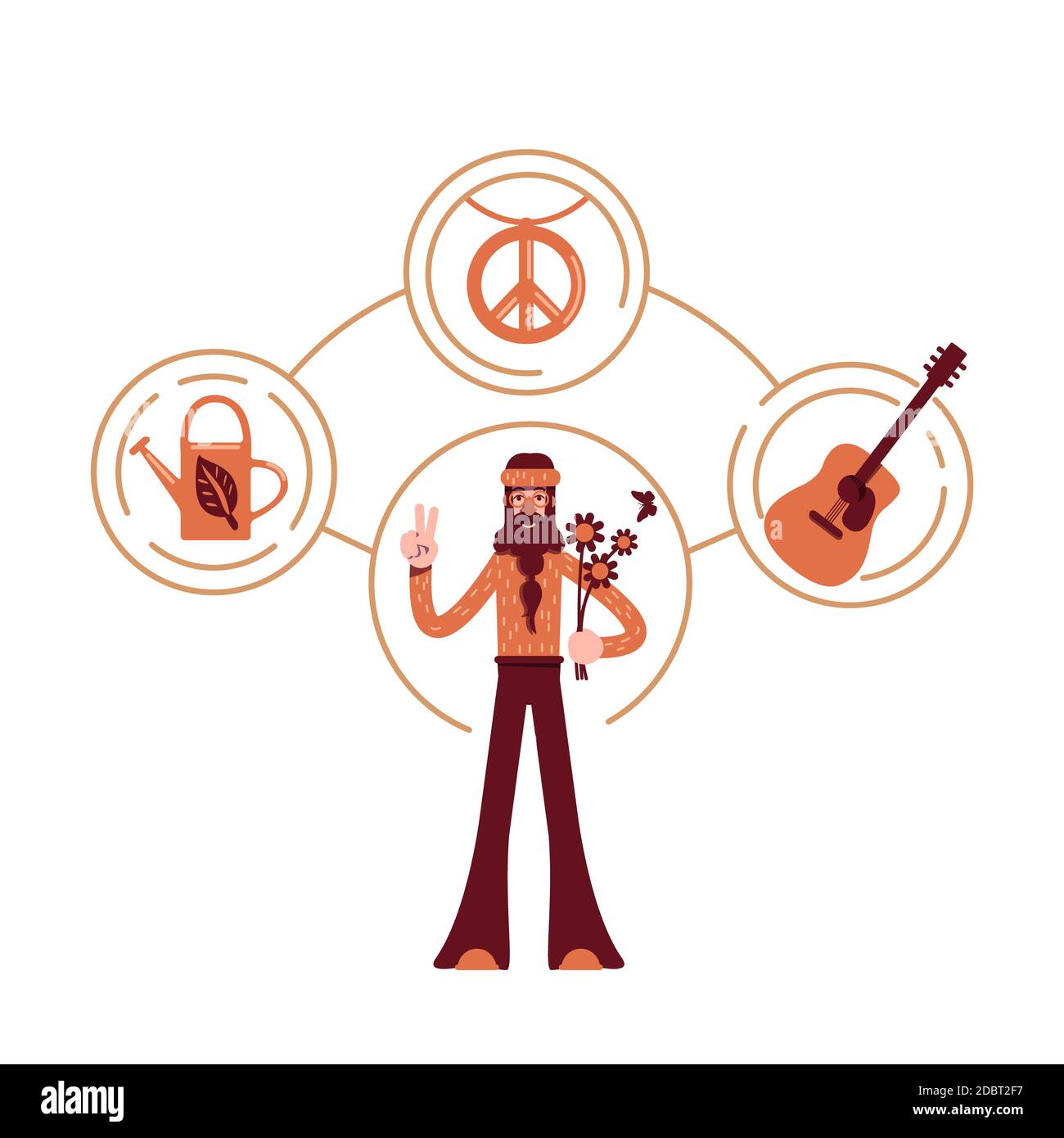 Cartoon hippie man Cut Out Stock Images & Pictures - Alamy