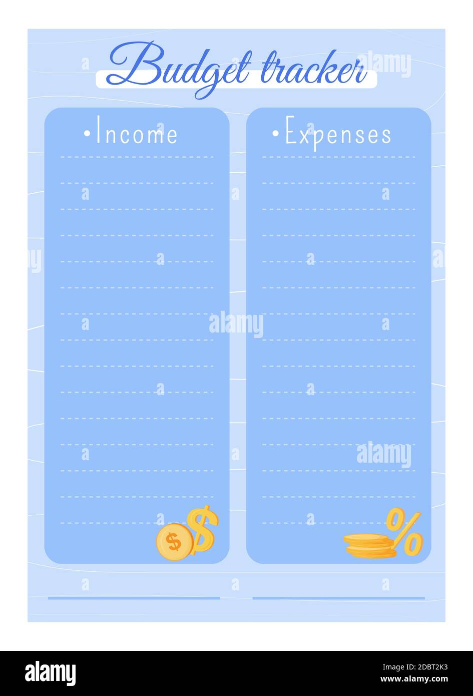 Budget tracker creative planner page design. Count money in list. Grid ...