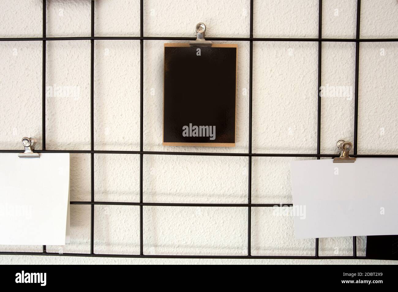 Blank postcards on Nordic style Metal mesh grids picture postcards wall ...