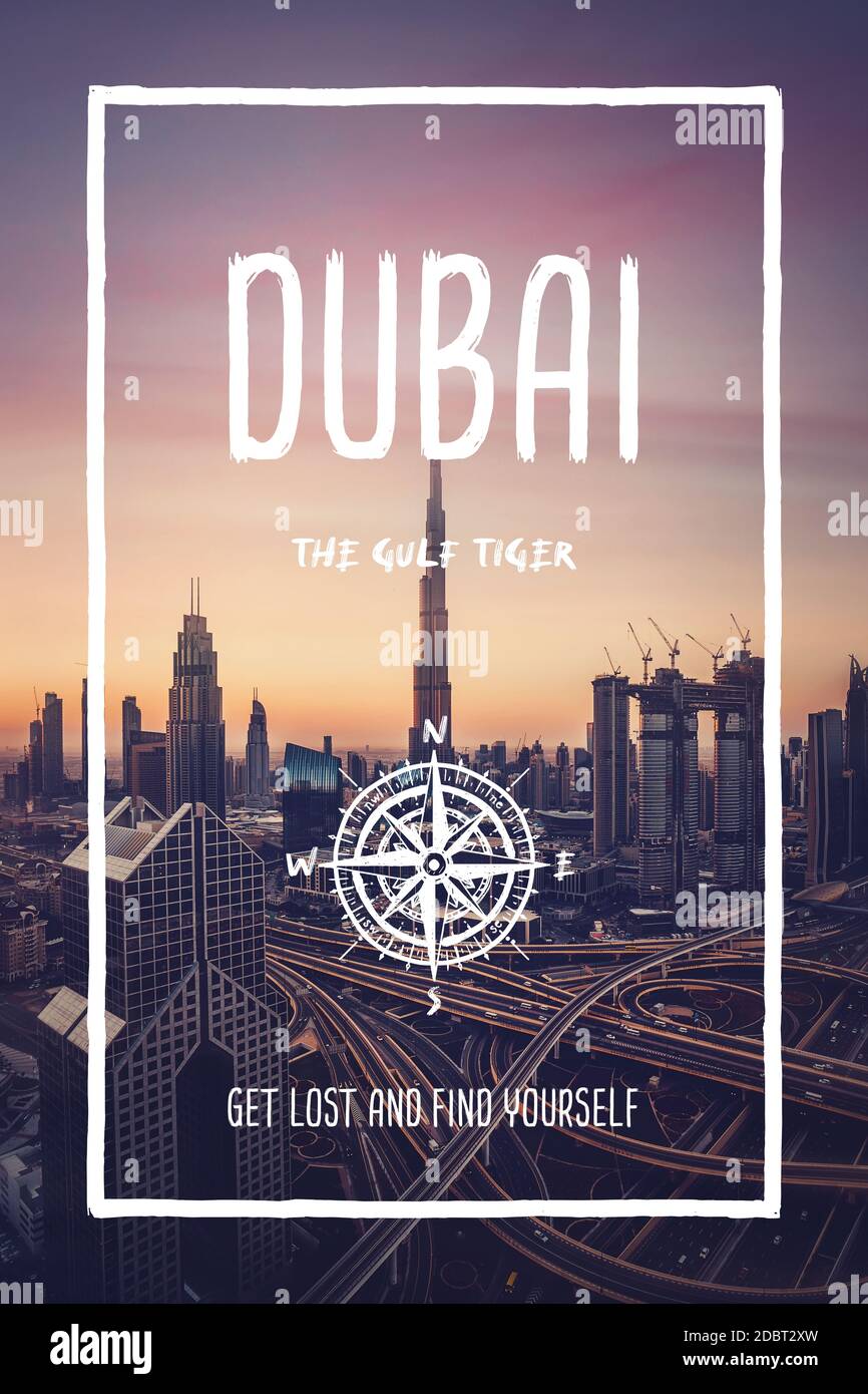Dubai, United Arab Emirates, the gulf tiger city. Trendy travel design ...