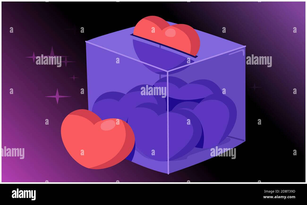 heart collecting in a glass box on abstract backgrounds Stock Photo - Alamy