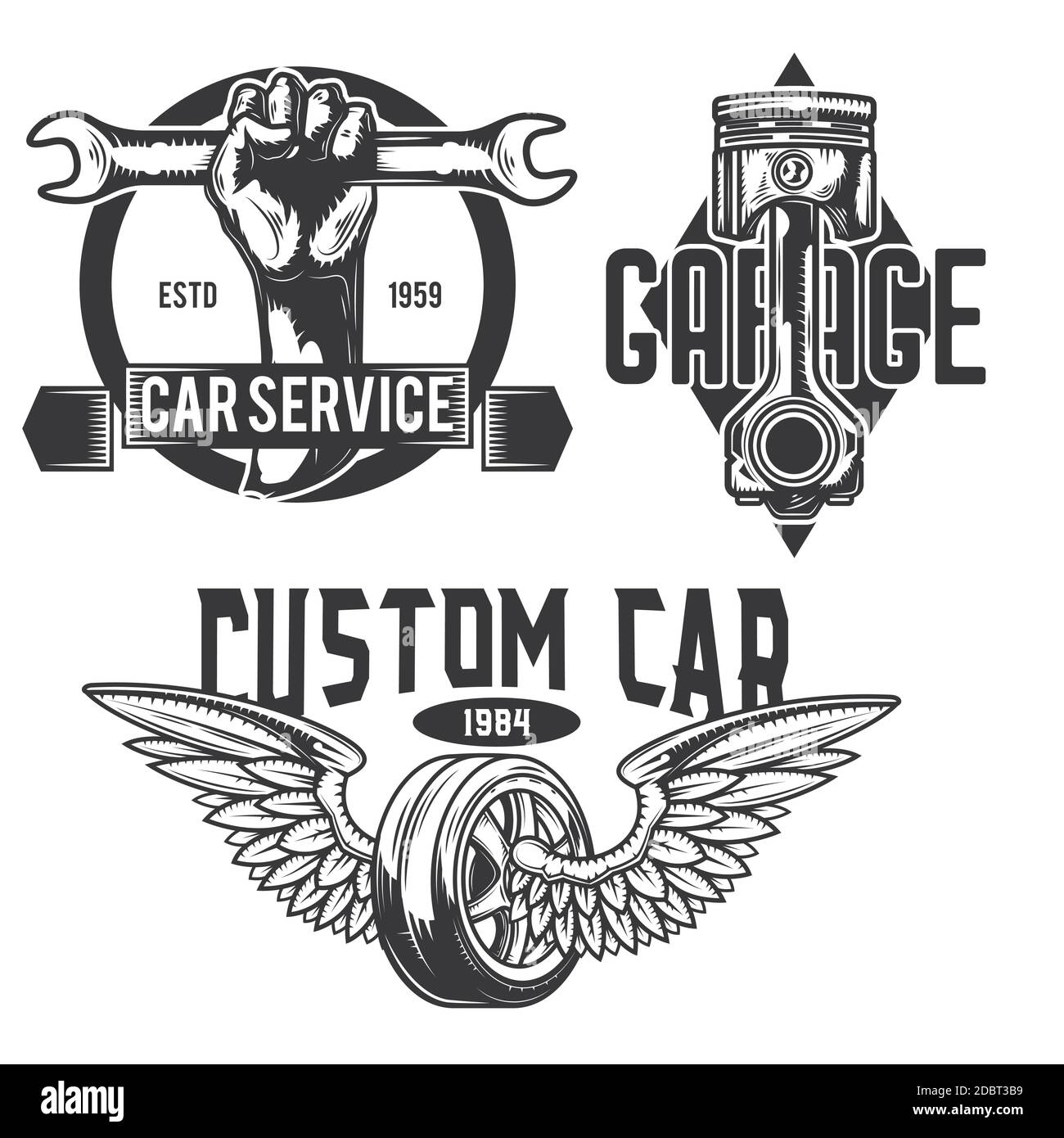 Car badges logos illustration Cut Out Stock Images & Pictures - Alamy