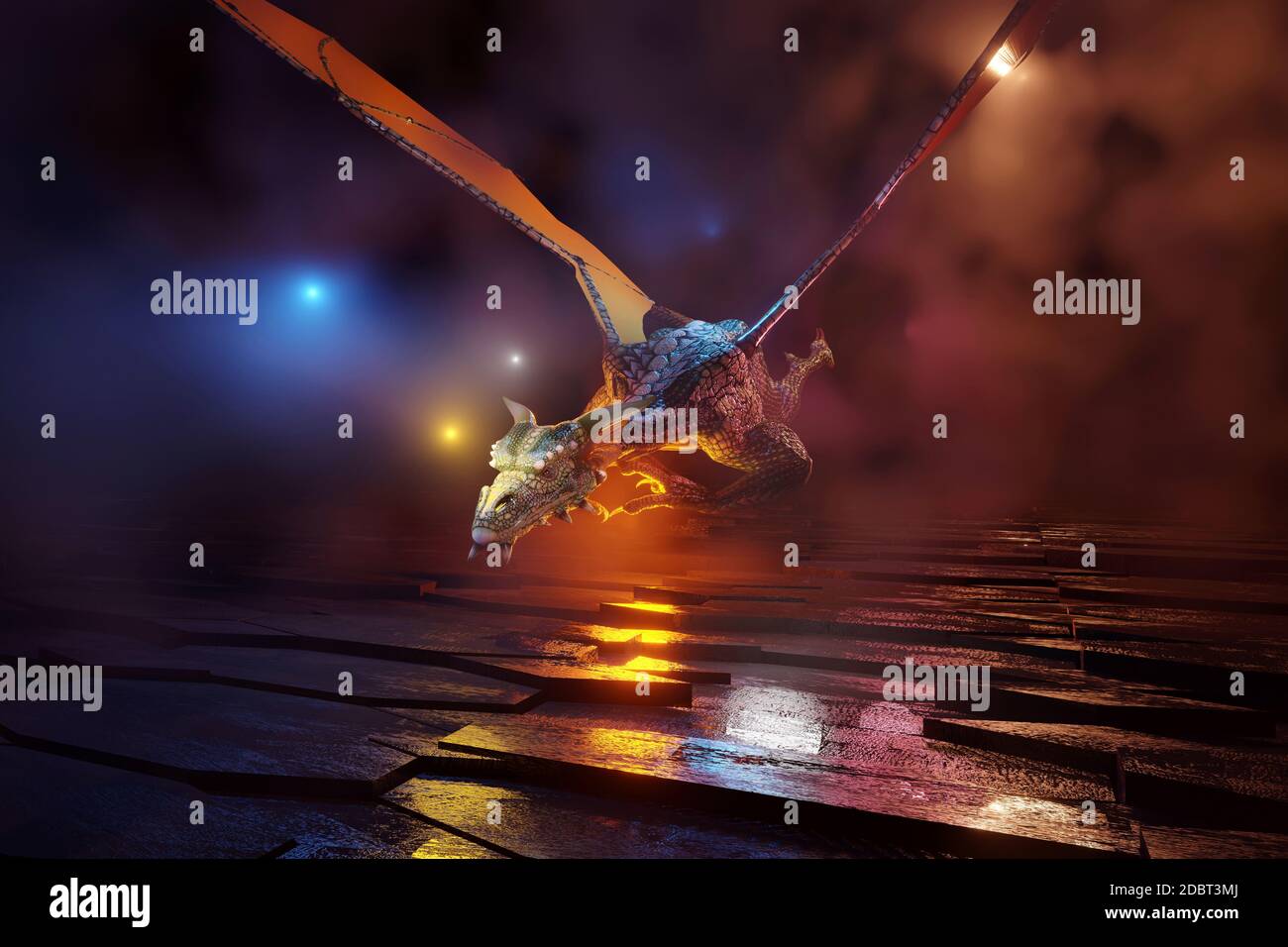 3D Illustration of a attacking mythical Dragon Stock Photo - Alamy