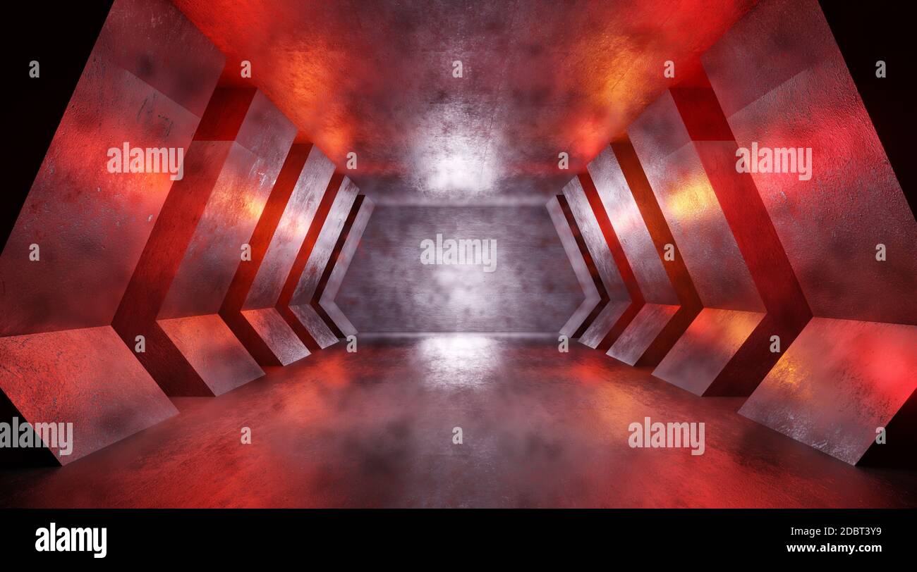 3D Illustration of a dark architecture Interior visualisation of a ...