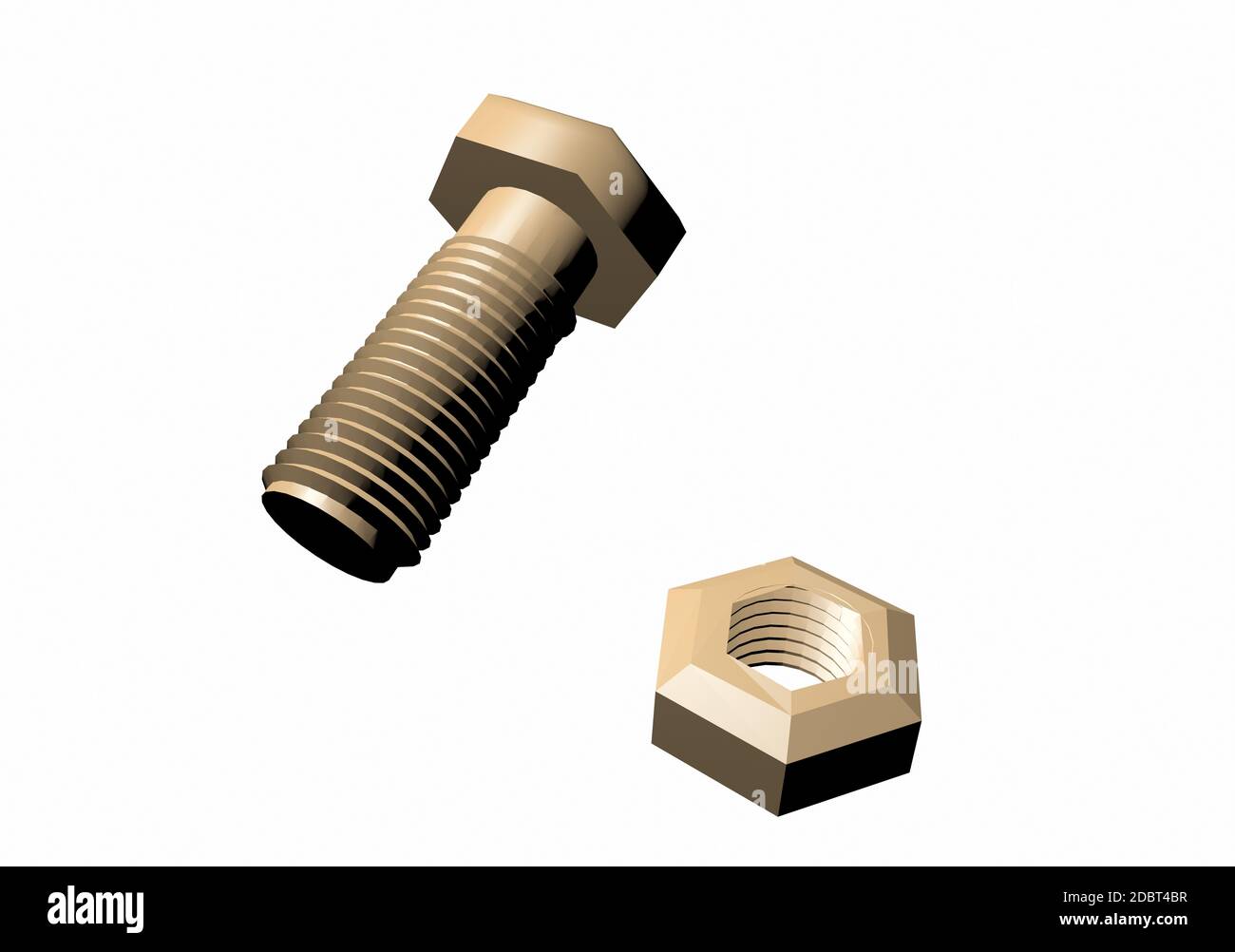 brass screw and nut as a set Stock Photo - Alamy