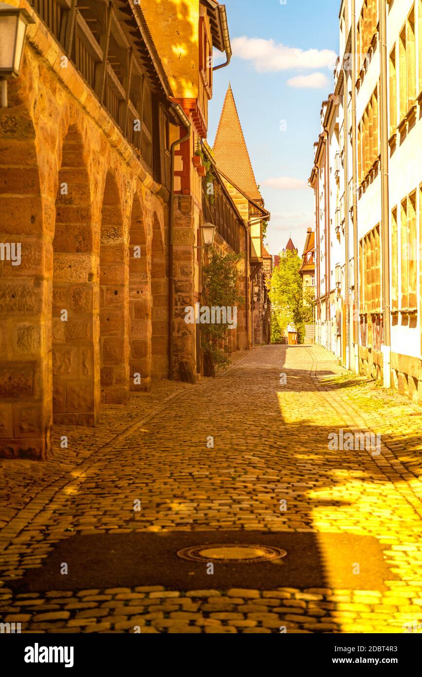 View on historic medieval Architecture in Nuremberg, Germany Stock ...