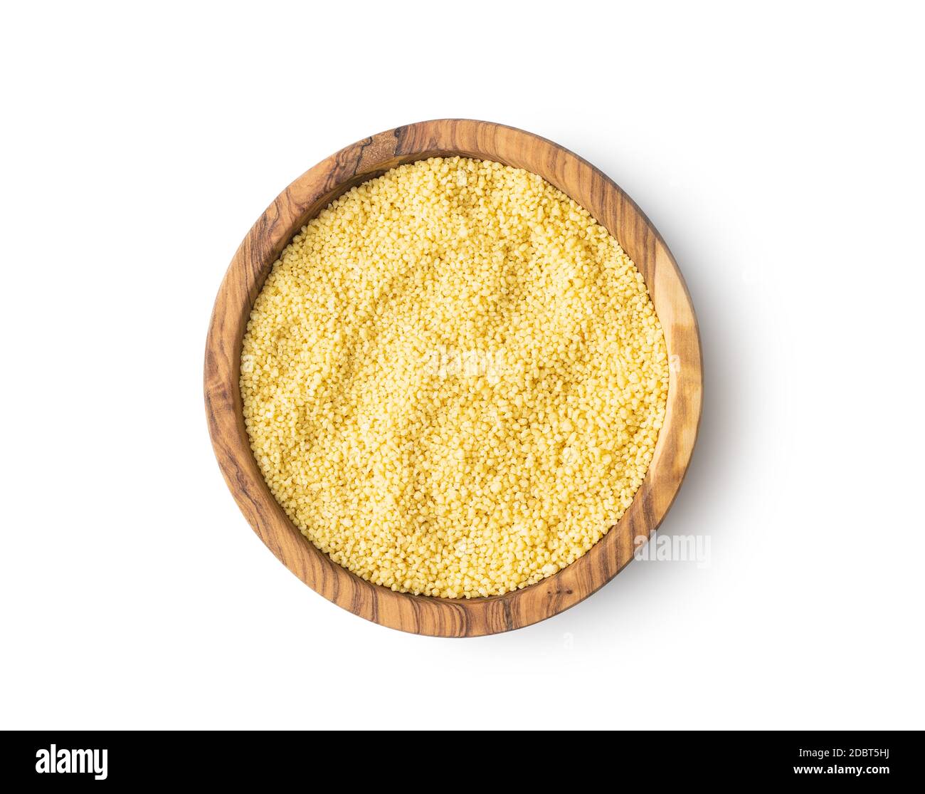 Dry yellow couscous in bowl isolated on white background Stock Photo ...