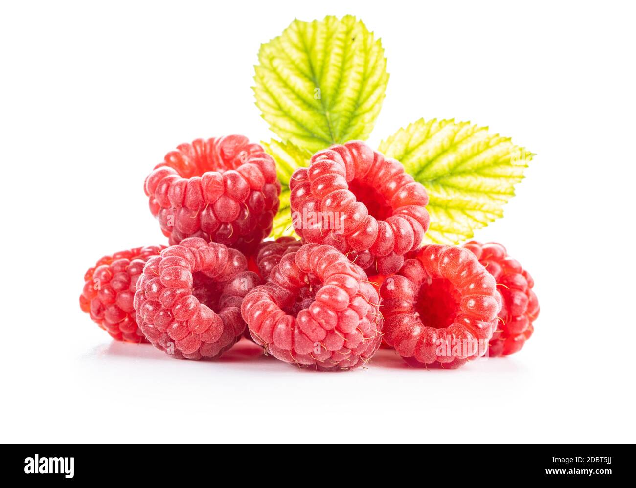 Ripe red raspberries isolated on white background Stock Photo - Alamy
