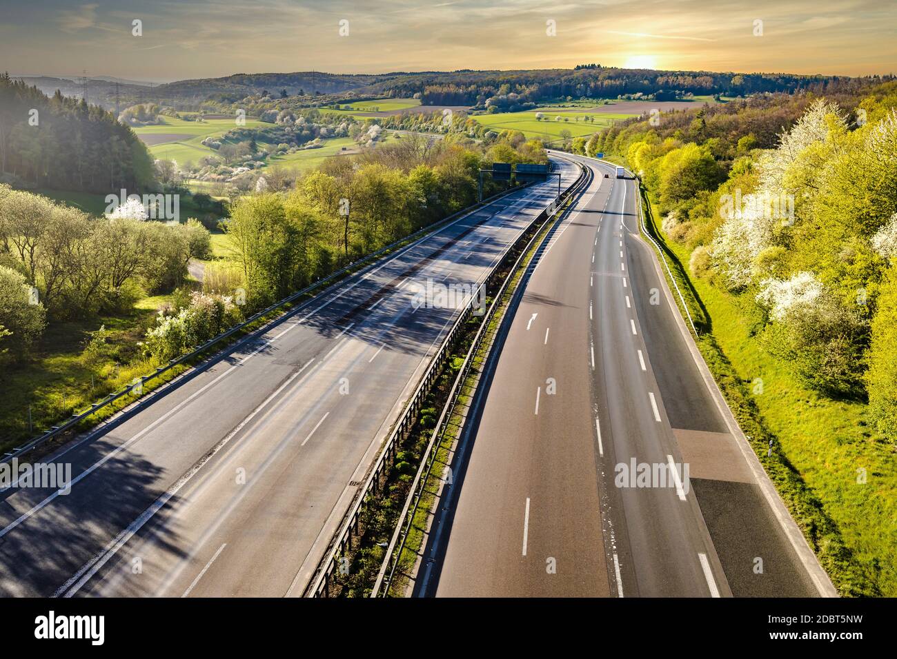 Autobahn landscape in Germany in summer Stock Photo - Alamy