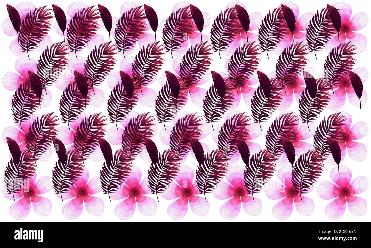 digital textile design of flowers and leaves Stock Photo - Alamy