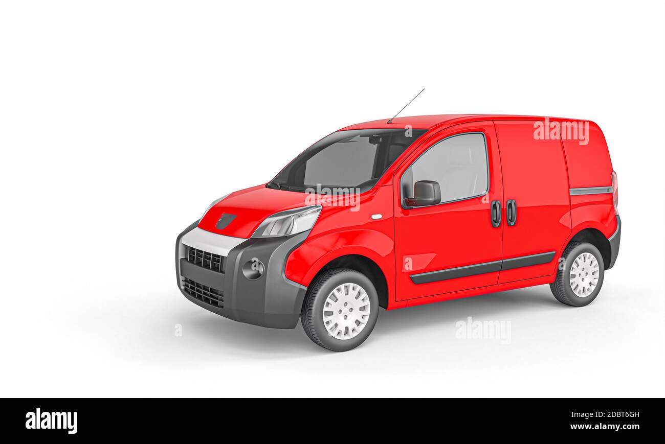 red van for freight transport on white background. 3d render Stock ...